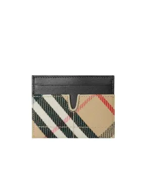 Burberry Checked Snip Card Case - Sand-colored