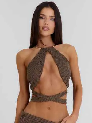 OUTCAST Nevvaeh Crop Top - Brown