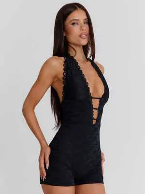 OUTCAST India Playsuit Lace Halter Neck Cut-out