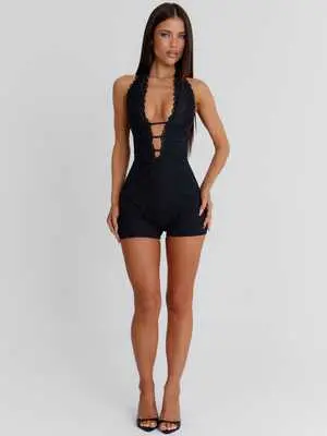 OUTCAST India Playsuit Lace Halter Neck Cut-out