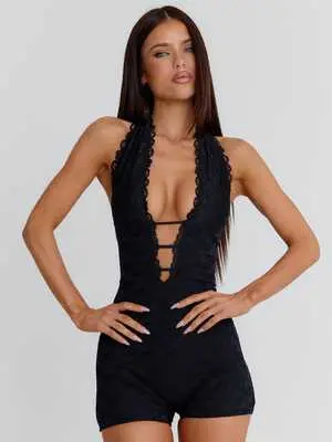 OUTCAST India Playsuit Lace Halter Neck Cut-out