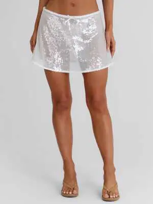 OUTCAST Chloey Sequin Mesh Mini Skirt