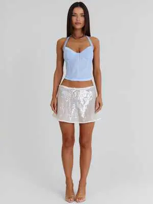 OUTCAST Chloey Sequin Mesh Mini Skirt