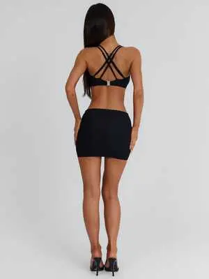 OUTCAST Priya Mini Dress With Silver Hardware And Cut-out Detailing