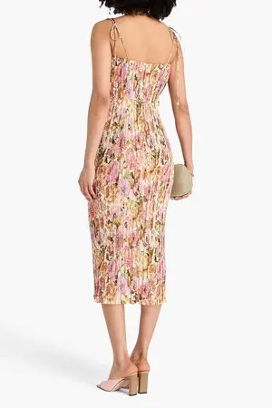 Zimmermann Pleated Floralprint Jersey Midi Slip Dress