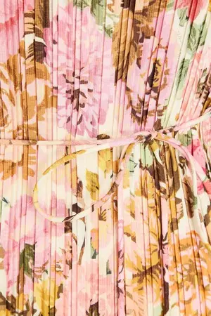 Zimmermann Pleated Floralprint Jersey Midi Slip Dress