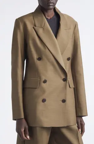 HEIRLOME Estelle Double Breasted Wool & Silk Blazer