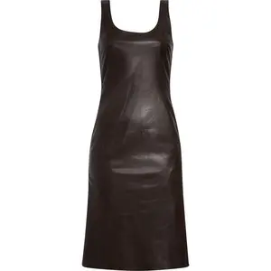 FERRAGAMO Plongé Lambskin Leather Midi Dress
