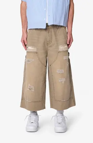 Mnml Distressed Extra Long Carpenter Denim Shorts