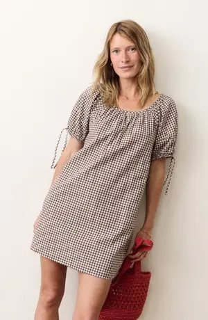 Marine Layer Aleca Gingham Pima Cotton Minidress