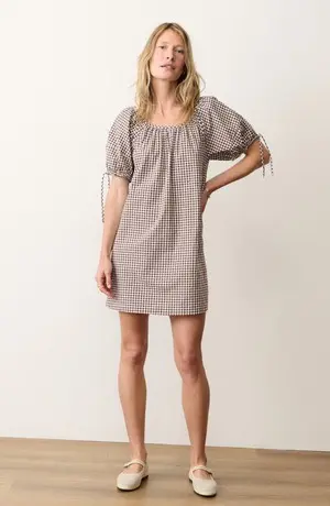 Marine Layer Aleca Gingham Pima Cotton Minidress