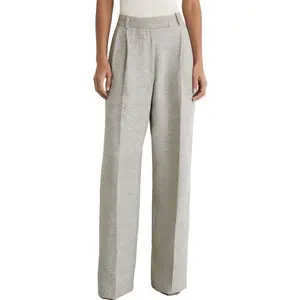 REISS Ezra Herringbone High Waist Wide Leg Pants