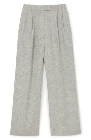 REISS Ezra Herringbone High Waist Wide Leg Pants