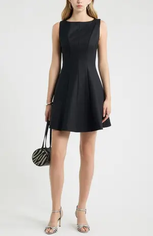 Chelsea28 Seamed Fit & Flare Minidress - Black