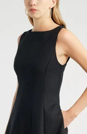 Chelsea28 Seamed Fit & Flare Minidress - Black