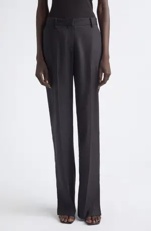 HEIRLOME Petula Split Hem Silk Trousers - Black