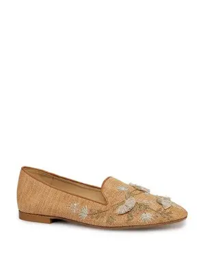 ARTEANA Flora Embroidered Raffia Smoking Slippers