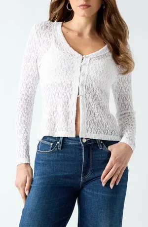 Guess Matilde Lace Cardigan Top - G011-open