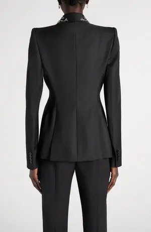 Alexander McQueen Embroidered Lapel Single-breasted Wool Jacket