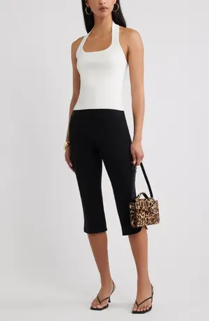 OPEN EDIT Ribbed Halter Neck Sweater Top - Ivory