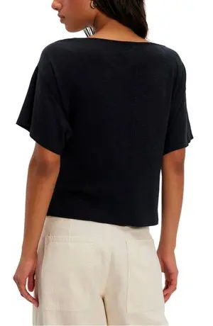Free People Waterfall Cowl Neck Top - Black