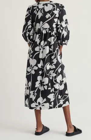 SEASALT CORNWALL Earth Floral Organic Cotton Caftan Dress