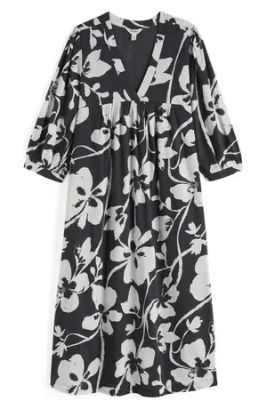 SEASALT CORNWALL Earth Floral Organic Cotton Caftan Dress
