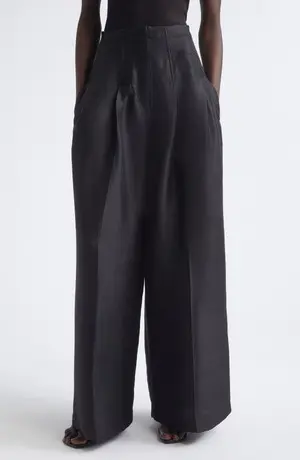 HEIRLOME Condesa Corseted Shantung Silk Trousers - Black