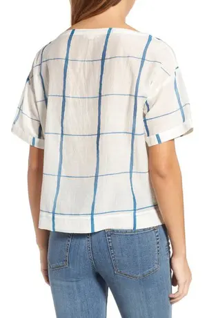 Eileen Fisher Check Organic Cotton & Silk Top