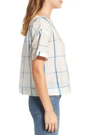 Eileen Fisher Check Organic Cotton & Silk Top