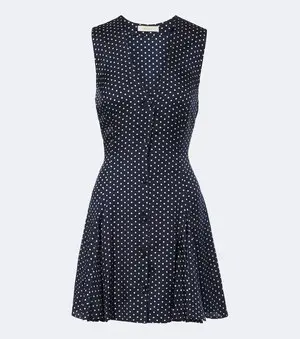 DÔEN Aubrey Polka Dot Silk-blend Minidress - Blue