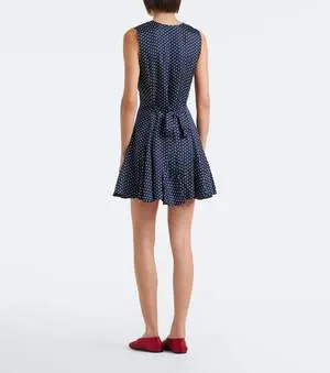 DÔEN Aubrey Polka Dot Silk-blend Minidress - Blue