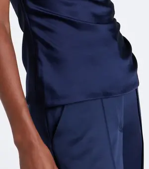 Simkhai Phoebe One-shoulder Draped Satin Top - Blue
