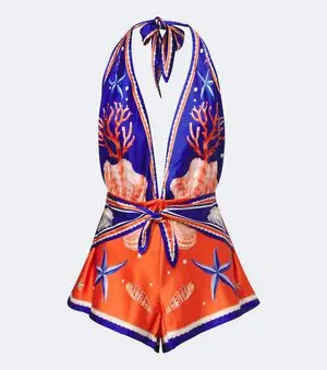 Retrofete Printed Silk-blend Romper - Multicoloured