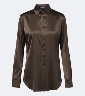 Ralph Lauren Silk-blend Satin Shirt - Brown