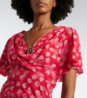Isabel Marant Étoile Faljane" Floral Silk-blend Top - Red