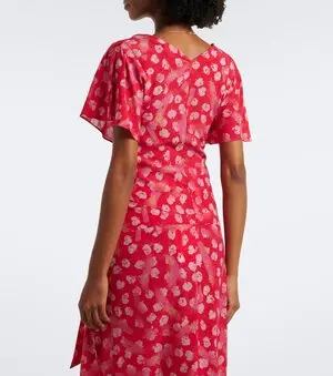 Isabel Marant Étoile Faljane" Floral Silk-blend Top - Red