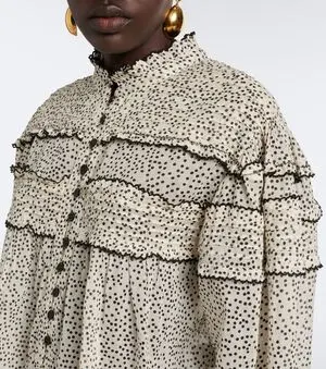 MARANT ETOILE Polka-dot Cotton Voile Blouse - White