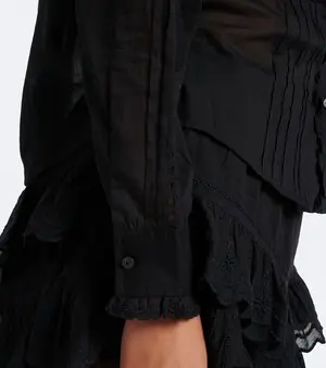 MARANT ETOILE Embroidered Cotton Voile Blouse - Black