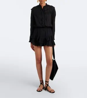 MARANT ETOILE Embroidered Cotton Voile Blouse - Black