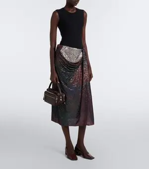MAISON MARGIELA Draped Printed Sequined Midi Skirt