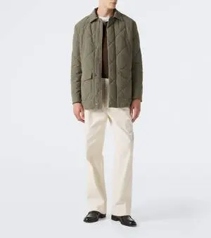 Canali Leather-trimmed Quilted Puffer Jacket