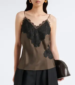 RÓHE Lace-trimmed Silk Camisole - Brown