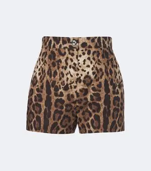 Dolce & Gabbana Leopard Print Cotton Shorts - Brown