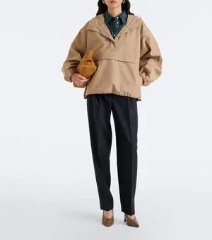 RÓHE Oversized Hooded Cotton Half-zip Jacket - Beige