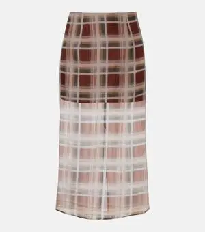 FRAME Silk Midi Skirt - Brown