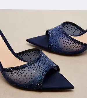 GIANVITO ROSSI Rania Embellished Mesh Mules