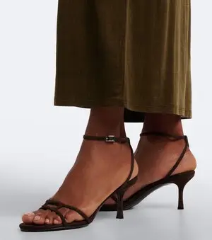 JIMMY CHOO Leo Suede Sandals - Brown