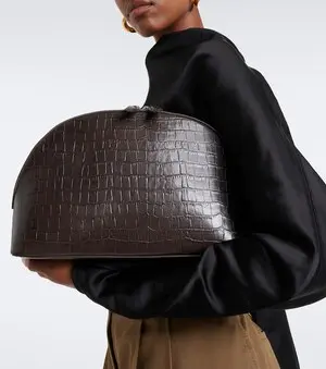 A.emery Halloran Croc-effect Leather Clutch - Brown