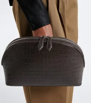 A.emery Halloran Croc-effect Leather Clutch - Brown